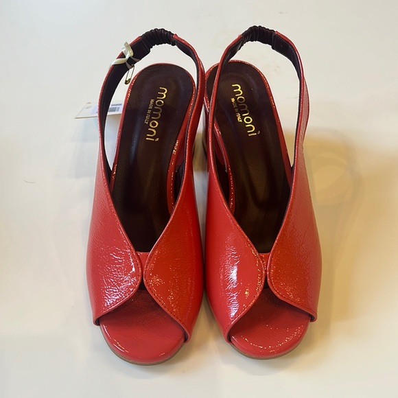 Momoni | Shoes | Momoni Pink Patent Leather Peep Toe Mule Heel | Poshmark